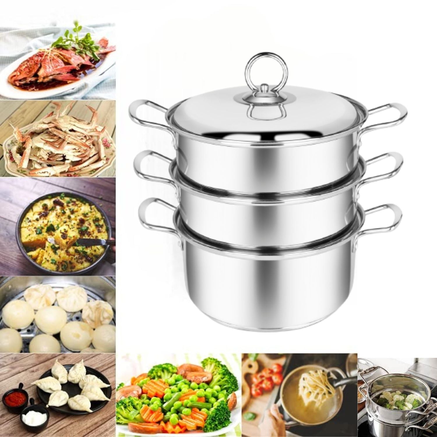Buy 3 Tier Steamer Set, 3 Litre, 20cm | Induction Safe Online | Penguin ...